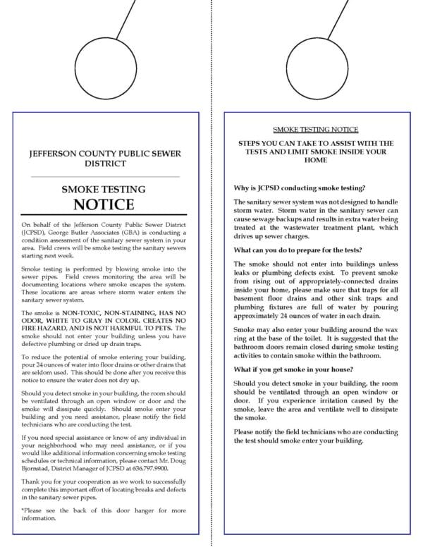 Smoke Testing - Jeffco Sewer District